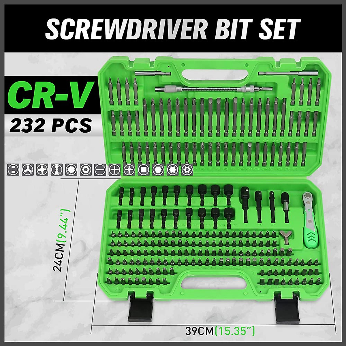 SWANLAKE 232PCS Ultimate Screwdriver Bit Set,Chrome Vanadium Steel Driver Bit Set, Includes Security Bits,Nut Driver, Ratchet Wrench and Bits Holder