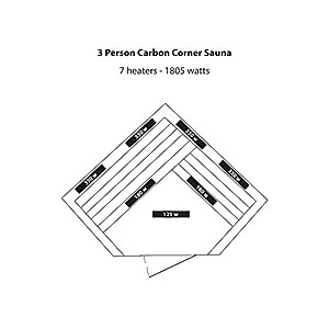 Blue Wave 3-Person Hemlock Corner Infrared Sauna w/ 7 Carbon Heaters,Brown