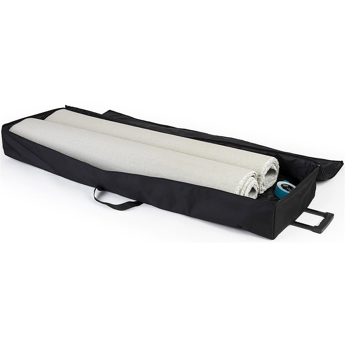 Displays2go, Rollable Carpet Black Carry Bag, Wheels, Aluminum and Canvas Construction - Black (SOCASE01)