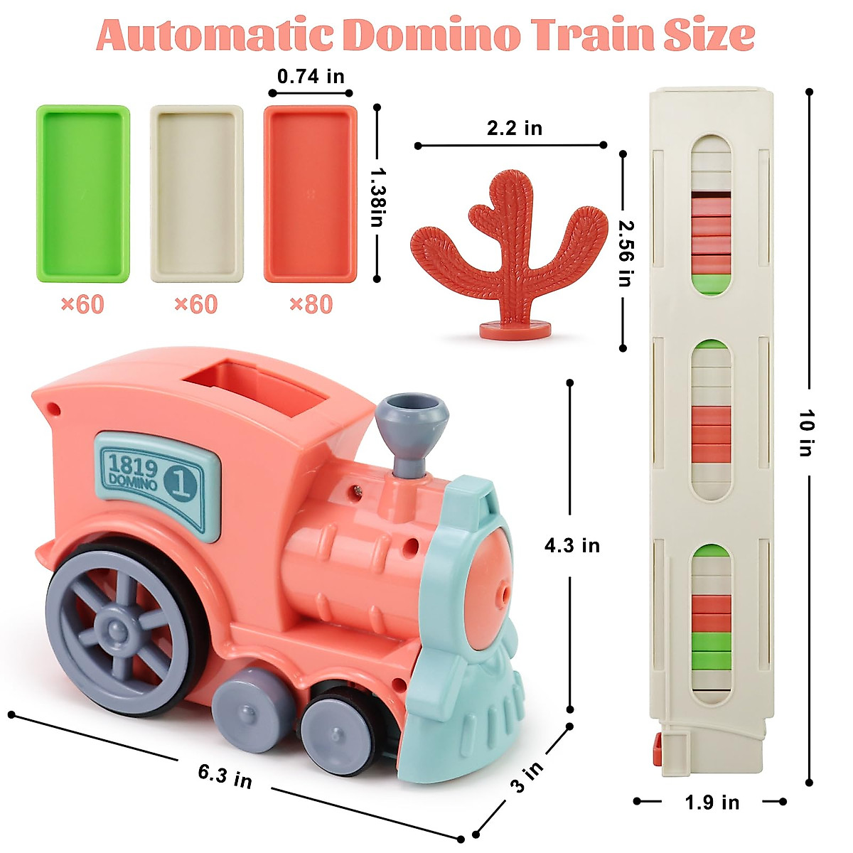 Gooswexmzl Domino Train Toy Set, 200 Pcs Domino Blocks Set, Fun and Colorful Domino Rally Train, Building and Stacking Toy Blocks Domino Set for 3-7 Year Old Boys and Girls