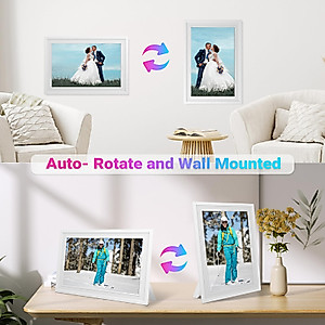YEMSD 10.1" WiFi Digital Picture Frame, Auto-Rotate, 1280x800 HD IPS Touchscreen Digital Photo Frame, 16GB Memory, Wall Mountable, Share Photos/Videos via Frameo APP, Gift for Friends and Family-White