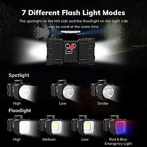 JODK Bright Rechargeable Flashlight, Portable Handheld Spotlight Searchlight 10000mAh 1200LM with 3+4 LED Lights Modes, Waterproof Flashlight with USB Output Power Bank