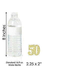 Gold Glitter 50 - No-Mess Real Gold Glitter Cut-Out Numbers - 50th Birthday Party Confetti - Set of 24