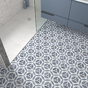 Merola Tile Coco Hex Camellia Blue 7" x 8" Porcelain Floor and Wall Tile