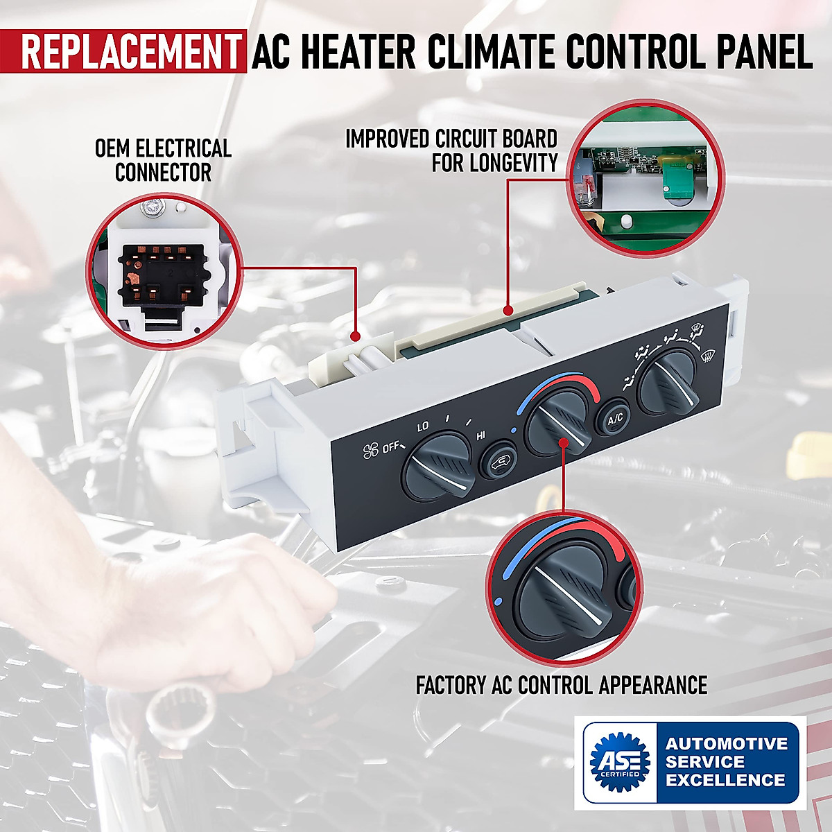 AC Heater Climate Control Module for Chevy, Cadillac, GMC Escalade, C1500, C2500, C3500, K1500, K2500 Suburban, C3500HD, Tahoe Control Panel - 16231175, 16238895, 16240115, 15-72548, 599-007, 9378815
