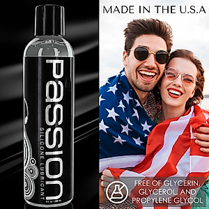 Passion Premium Silicone Lubricant, 2 Fl Oz - Long-Lasting, Non-Sticky Formula, Made in USA, Smooth Application for Comfort