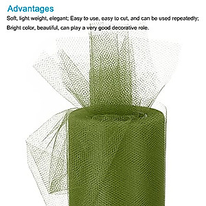 MECCANIXITY Tulle Ribbon Rolls Netting Fabric Spools 6 inch 25 Yards Olive Green for Christmas Wrapping Wedding DIY Crafts