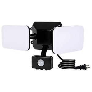 Haian Support Waterproof Plug-in Motion Sensor Light Outdoor - 20W 5000k(Daylight) 1800LM - Dual-Headed LED Security Light for Garage - Wall Mounted Pathway Lighting - Black