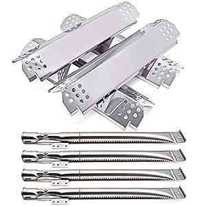 Grill Replacement Parts for Nexgrill 720-0830H, 4 Pack Grill Burners and Heat Plates Shield for Home Depot Nexgrill 4 Burner 720-0830H, Nexgrill 720-0864, 720-0864M Gas Grills