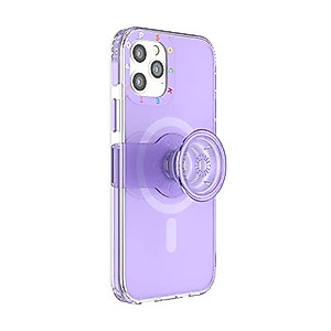 PopSockets: iPhone 12 Case for MagSafe with Phone Grip and Slide, Phone Case for iPhone 12/12 Pro, Wireless Charging Compatible- Violet