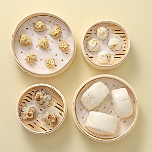 100pcs AirFryer Liners, Bamboo Steamer Liners, Premium Perforated Parchment Paper Sheets, Non-stick Basket Mat, Perfect for AirFryers/Steaming/Baking/Cooking 3.5inch