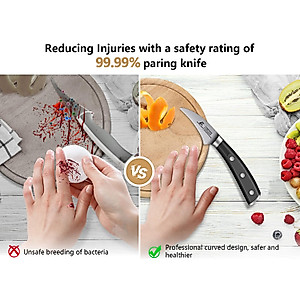 CoquusAid Paring Knife set, 2PCS small kitchen knife for fruit, 3.8 Inch Fruit knife and 2.75 inch Bird Beak peeling knife,Premium Germany Stainless Steel Ergonomic Handle,Elegant Black Ideal for Gift