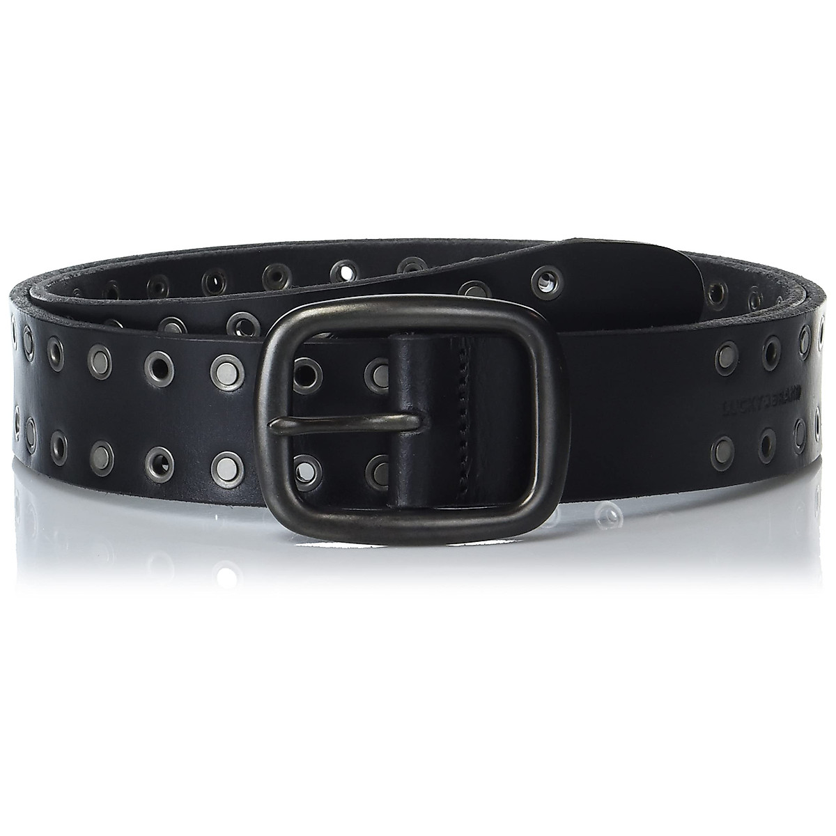 Lucky Brand Men Casual Leather Belt, Grommet and Stud-Black, 36