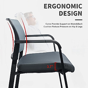 CLATINA Mesh Back Guest Reception Arm Chairs with Wheels, Waiting Room Chairs with Upholstered Fabric Seat and Ergonomic Lumbar Support for Office Conference School Church Grey