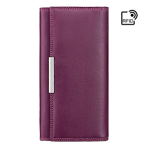 Visconti RIO 11 Ladies Large Soft Leather Wallet Purse Clutch (Plum/Fuschia)