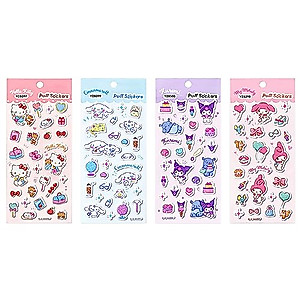 Cute Puffy Stickers for Kids Stickers 3D Waterproof Kawaii Puffy Sticker Kit for Water Bottle Phone Laptop Scrapbooking Computer for Toddlers Girls Teens Kids 4 Sheets