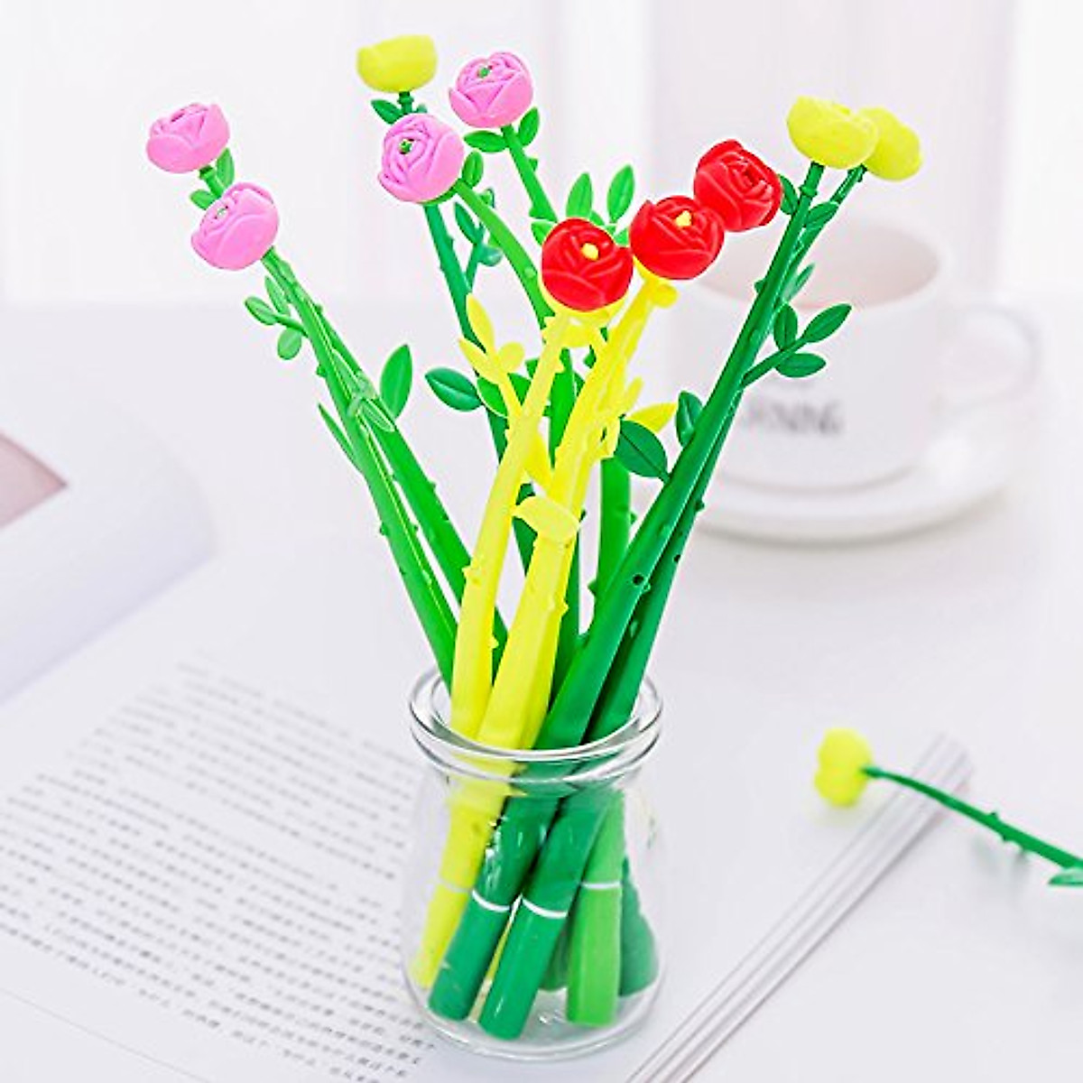 Opla3ofx Creative Flower Gel Ink Pen Cute Stationery School Office Supplies Kids Gift Fine point, Durable and Smoth to Write Green