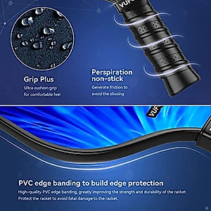 VUFOXT Pickleball Paddles Set of 2 , 99.99rbon Fiber,Graphite Honeycomb Core Graphite Face Cushion Comfort Grip 4.8In Grip, Lightweight Racquets with 4 Pickle Balls 1 Table Tennis Bag(Starry Blue)