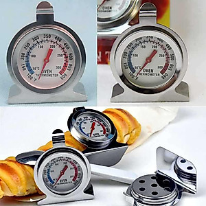 Oven Thermometer Cooking Thermometer Instant Read Oven Grill Fry Chef Smoker Thermometer, Large Dial Kitchen Cooking Oven Thermometer 50-300°C/100-600°F Stainless Steel Kitchen