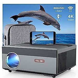 4K Projector 800 ANSI Lumen,Native 1080P 5G WiFi Bluetooth Projector,Full HD LCD Smart Wireless Projector 12000LM with Android 9.0 RJ45 Apps HDMI USB for Home Cinema Outdoor Movie Office iOS Windows