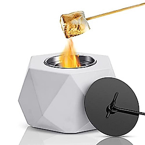 Xenter Point - Tabletop Fire Pit - Portable Indoor or Outdoor Fireplace, Table Top Fire Pit Bowl - Table Top Firepit for Smore or Outside Patio Decor, Smokeless Mini Fire Pits, Concrete Smores Maker