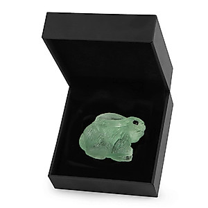 Artistone Green Fluorite Crystal Rabbit Figurine 2 Inch Carved Gemstone Bunny Ornament Animal Carving Statue Sculpture Healing Crystals Stones for Home Garden Christmas Decorations