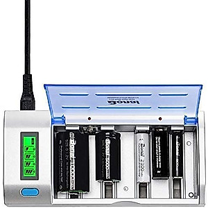 BONAI LCD Universal Battery Charger - Discharge Function - for Ni-MH Ni-CD AA, AAA, C, D, 9V Rechargeable Batteries with Rechargeable AA Batteries 2800mAh 1.2V Low Self Discharge (Pack of 8)