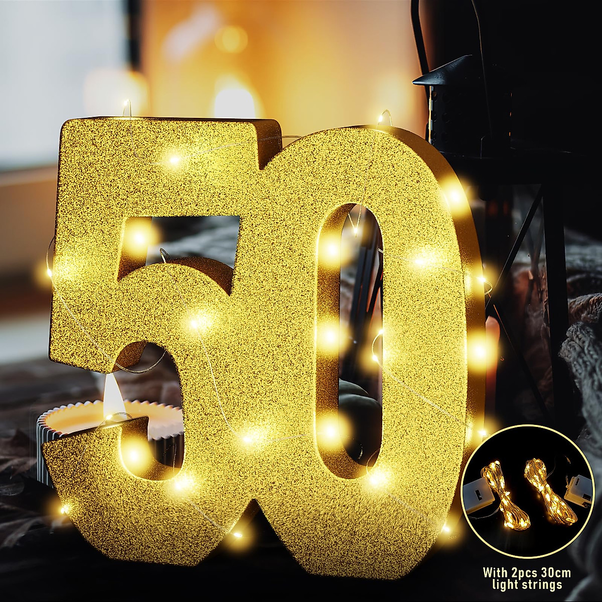 Usongshine 50th Birthday Party Decorations Anniversary 50th Centerpiece Table Decorations for Men Women(30 * 30 * 3cm)