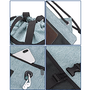 LIVACASA Drawstring Bag Gym with Pockets Sports Sack with Handle Drawstring Backpack Travel for Men Women