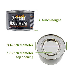 7Penn Gel Fuel True Heat Bio Ethanol 2 Hr Cooking Fuel 6pk – Food Warming Heated Cans, Chafing Dish Burner Buffet Warmer