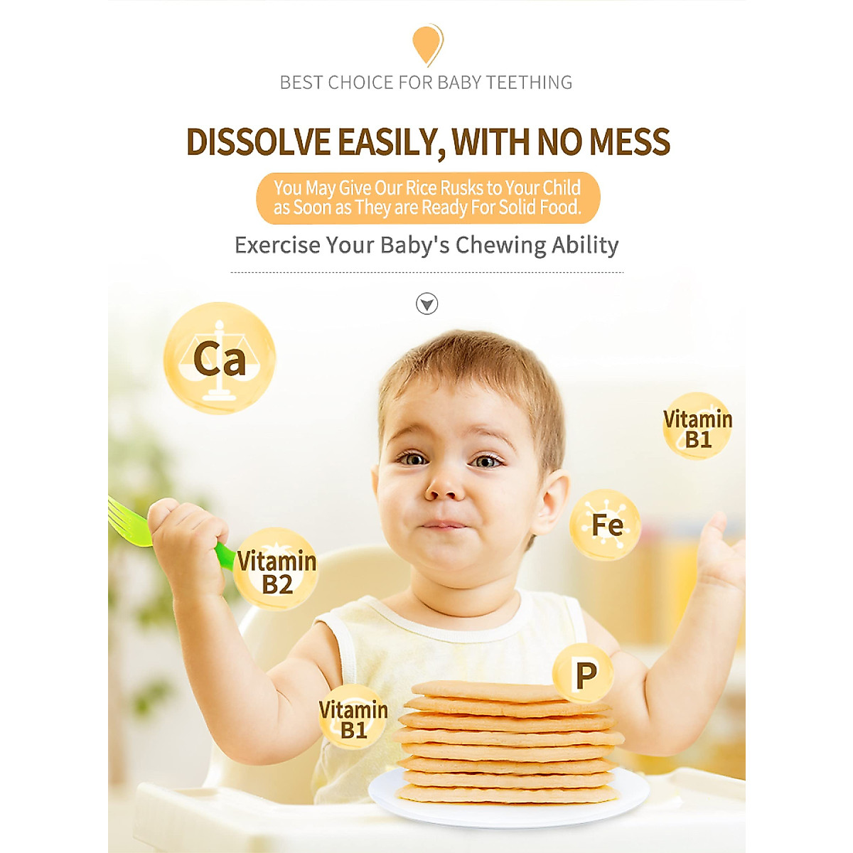 Hot-Kid Baby Mum-Mum Rice Rusks, 2 Flavor Variety Pack, 24 Pieces (Pack of 4) 2 Each: Sweet Potato & Carrot, Blueberry & Goji Gluten Free, Allergen Free, Non-GMO, Rice Teether