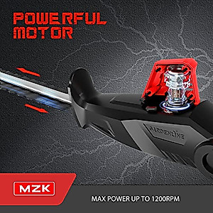 MZK 20V MAX 22.4-inch Cordless Pole Hedge Trimmer Attachment, 8-Feet Reach, Electric Hedge Trimmer with Extension Pole, Multi-Angle (Battery and Charger Included)