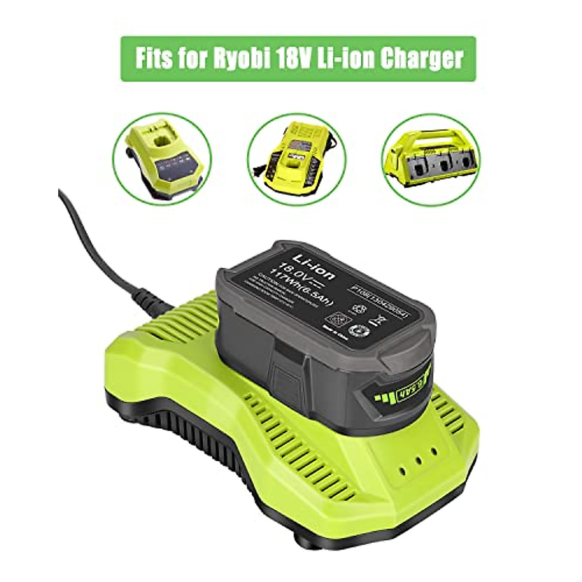 Leisuda 2 Pack 6.5Ah 18V Replacement Battery for Ryobi 18V Lithium Battery, Compatible for Ryobi 18V Battery P197 P102 P108 P190 P103 P104 P105 P107 P109 18V ONE+ Cordless Tool