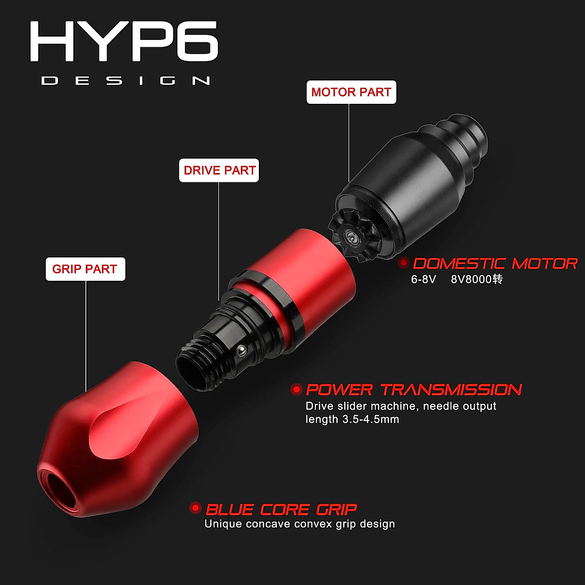 HAWINK Tattoo Kit Rotary Tattoo Gun Machine with Power Supply LCD digital 3.7V Lithium Battery 1600mAh Tattoo Battery 1Pcs 7 inks HWP6KITEN05C-2