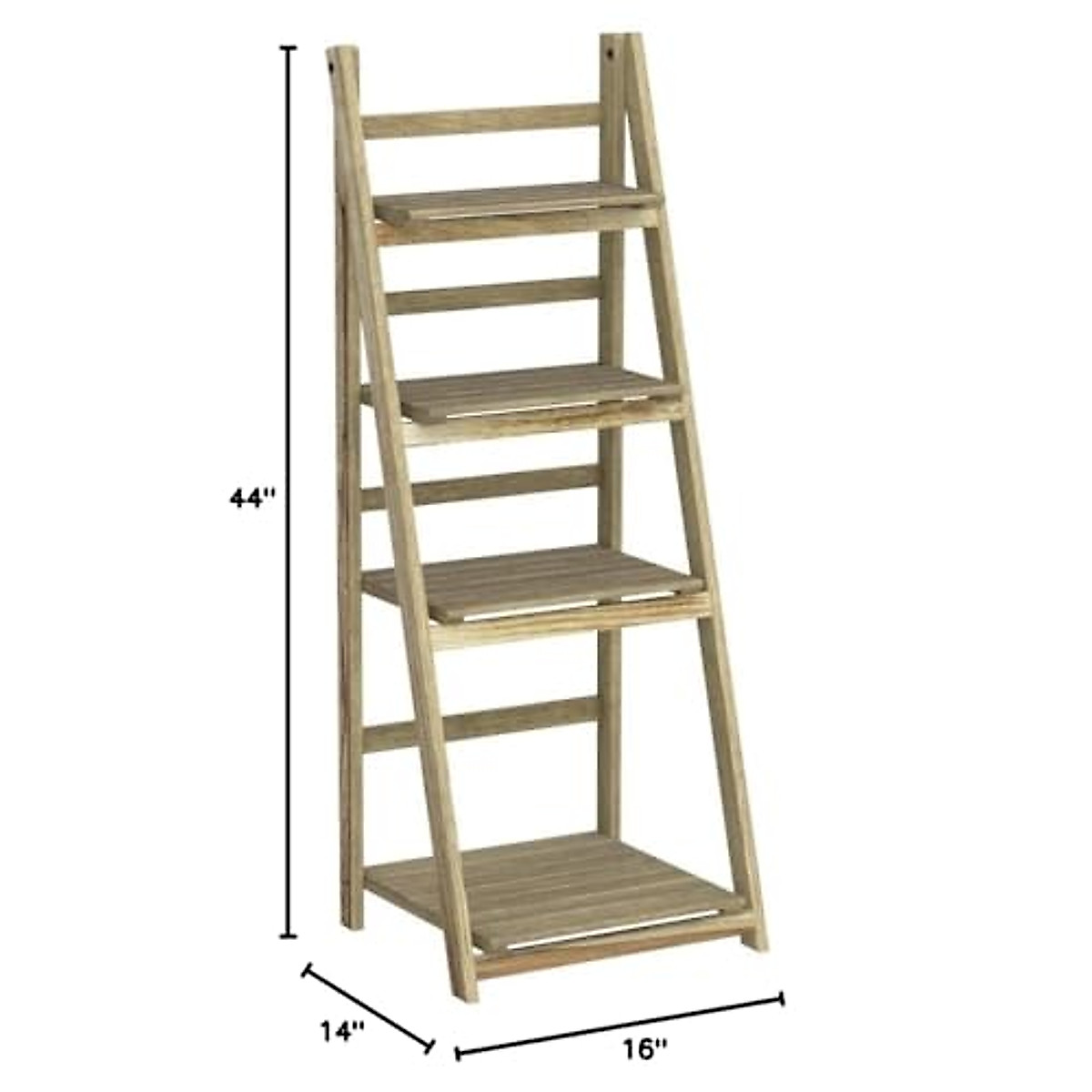 Babion Wood Ladder Shelf, 4-Tier Foldable Plant Shelf, Rustic Brown Indoor Plant Stand, Storage Rack Plant Stand for Home, Bedroom, Bathroom, Office, Industrial Style, Wooden Frame