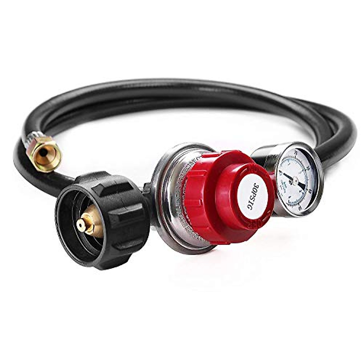 DOZYANT 4 FT 0-30 PSI Adjustable High Pressure Propane Regulator and Hose with Gauge, Fits for Grill Burner Turkey Fryer Cooker Firepit Forge and More