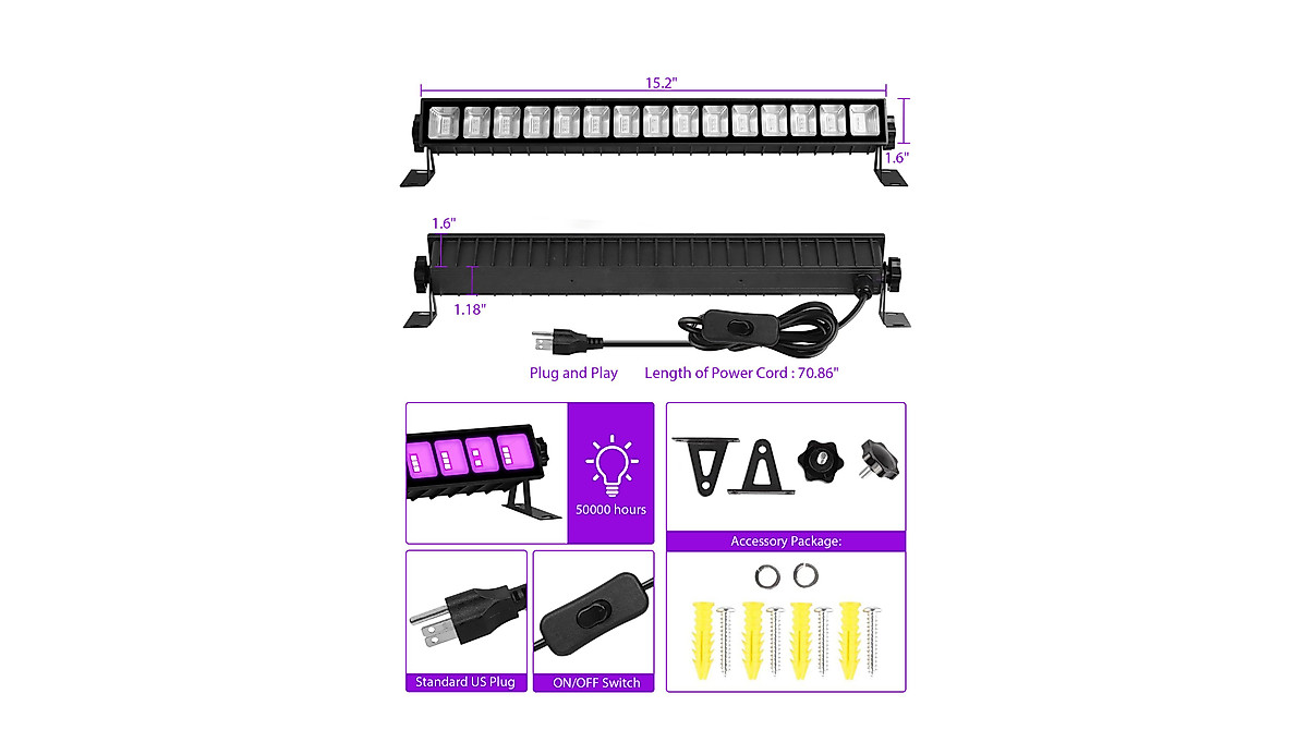 Upgrade Your Party with 36W LED Black Light Bar | Bright & Safe UV Lighting