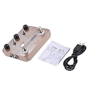 Rowin Twin Looper Station Electric Guitar Effect Pedal Loop Station for Guitarists Golden