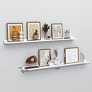 love furniture Floating Shelves Wall Mounted Set of 2, 59 Inch White Wall Mounted Wood Shelves for Bedroom, Living Room, Bathroom, Kitchen