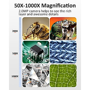 4.3" Coin Microscope - Aopick LCD Digital Microscope 1000X, 1080P USB Coin Magnifier for Error Coins with 8 Adjustable LED Lights, PC View, Compatible with MacOS Windows