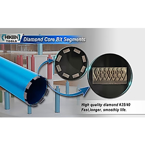 HBKEEN 3 Inch Wet Diamond Core Drill Bits, 14" Drilling Depth Core Drill Bit, 1-1/4"-7 Thread Core Drill Bit for Concrete, Reinforced Concrete, Brick, Block, Core Bit with Laser-Welded Mesh Segments