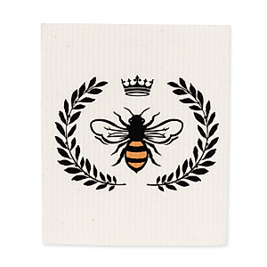 Abbott Collection 84-ASD-AB-11 S/2 Bee Dish Cloth-6.5x8 L, 6.5" x 8", White/Black/Yellow