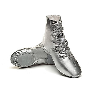 PU Women's Jazz Dance Boots Silver,10.5 M US