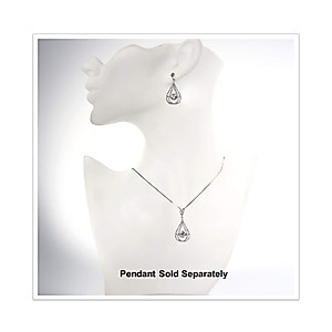 Central Diamond Center Chandelier Dancing Gemstone Dangle Earrings 925 Silver & Pure Brilliance Zirconia - Platinum Plated