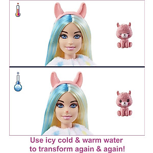 Barbie Cutie Reveal Doll, Fantasy Series Llama Plush Costume, 10 Surprises Including Mini Pet & Color Change