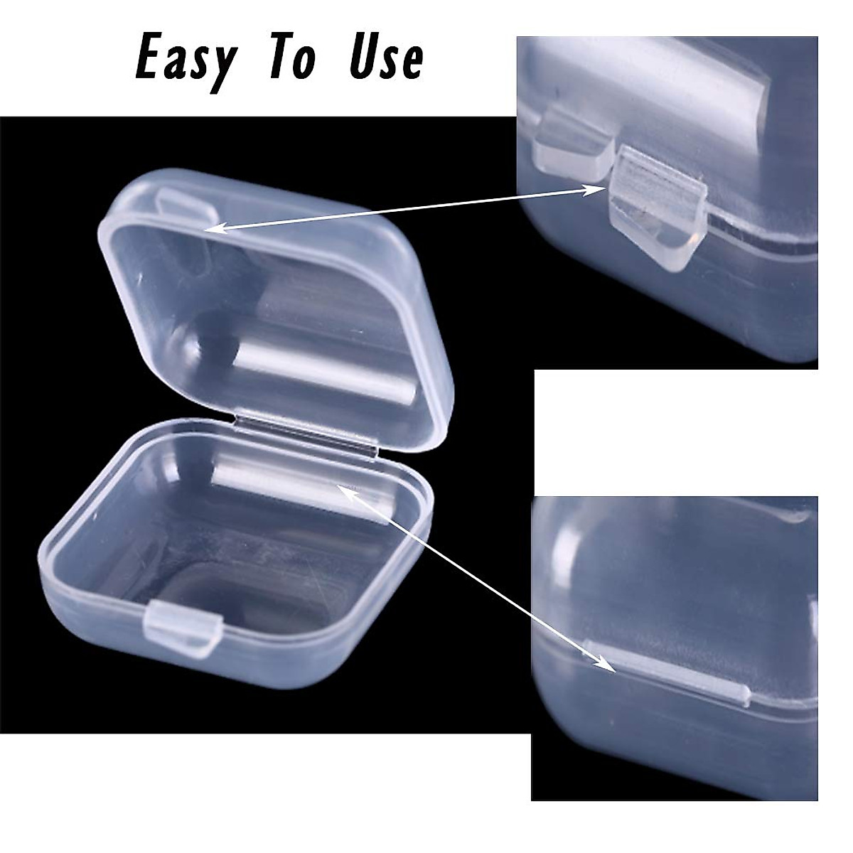 Gofypel Clear Plastic Jewerly Box Mini Square Storage Containers Box for Tiny Beads Jewerly Findings Earplugs 50 PCS