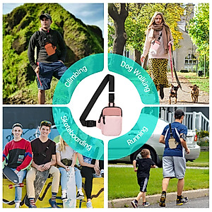 Long Keeper Mini Sling Bag - Men Women Small Waterproof Crossbody Bag Casual Phone Chest Bag for Travelling Hiking (Pink)