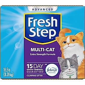 Fresh Step Advanced Multi Cat Clumping Litter with Febreze Freshness, Fresh Step Clumping Cat Litter Extra Strength Formula, 37 lbs. (2 x 18.5 lb. Box)