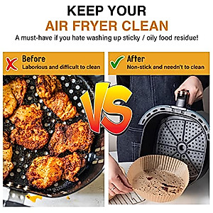 Homwoody 200 PCS Air Fryer Disposable Liner: 7.9inch Air Fryer Liners Water and Oil Proof Non Stick airfyer liners - Fit 5-7qts - Premium Parchment Liner for Air Fryers Baking Cooking Steamer
