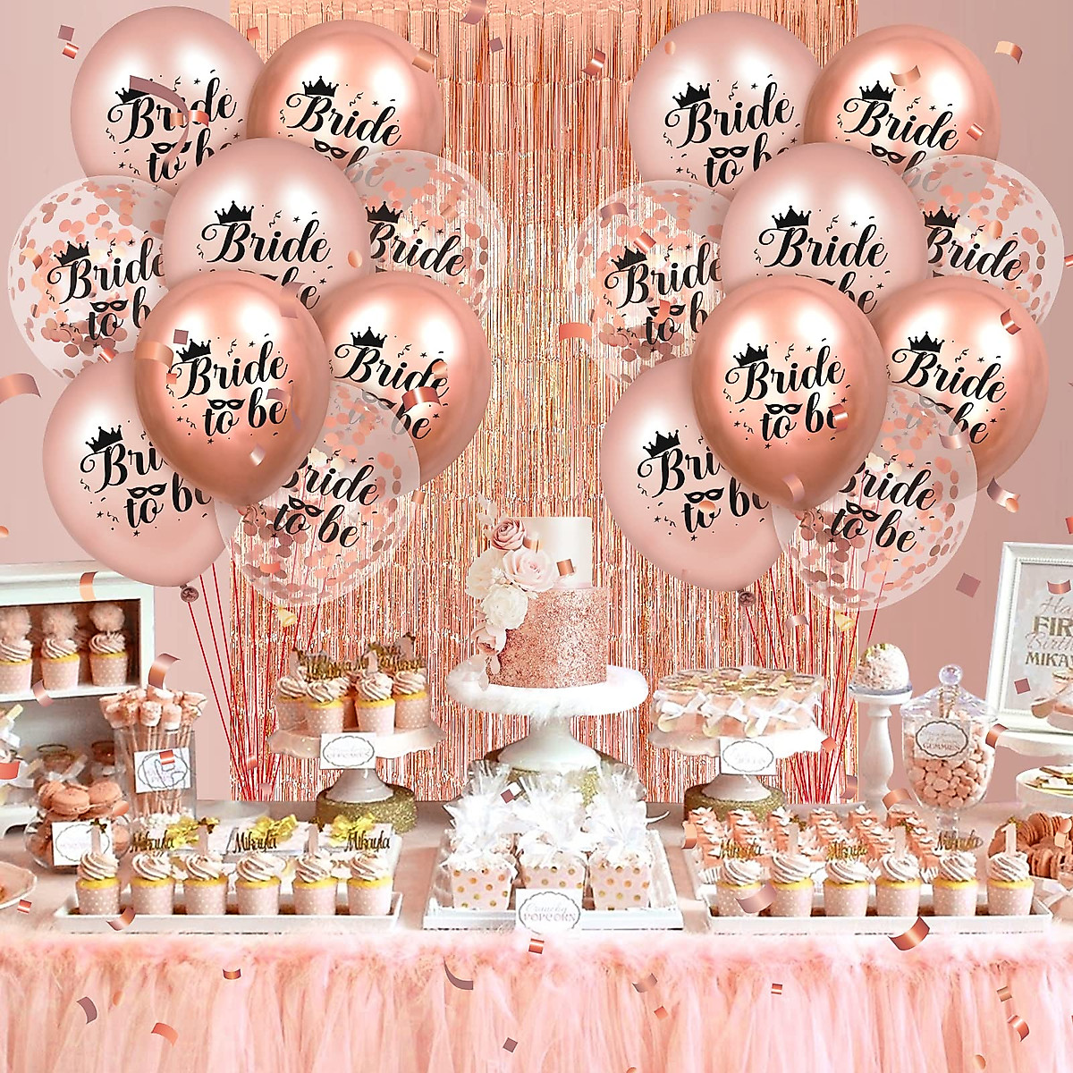 24 Pcs Rose Gold Bride To Be Balloons Bachelorette Party Decorations Rose Gold Bridal Shower Balloons Bachelorette Balloons for Wedding Bridal Shower Engagement Bachelorette Party Supplies